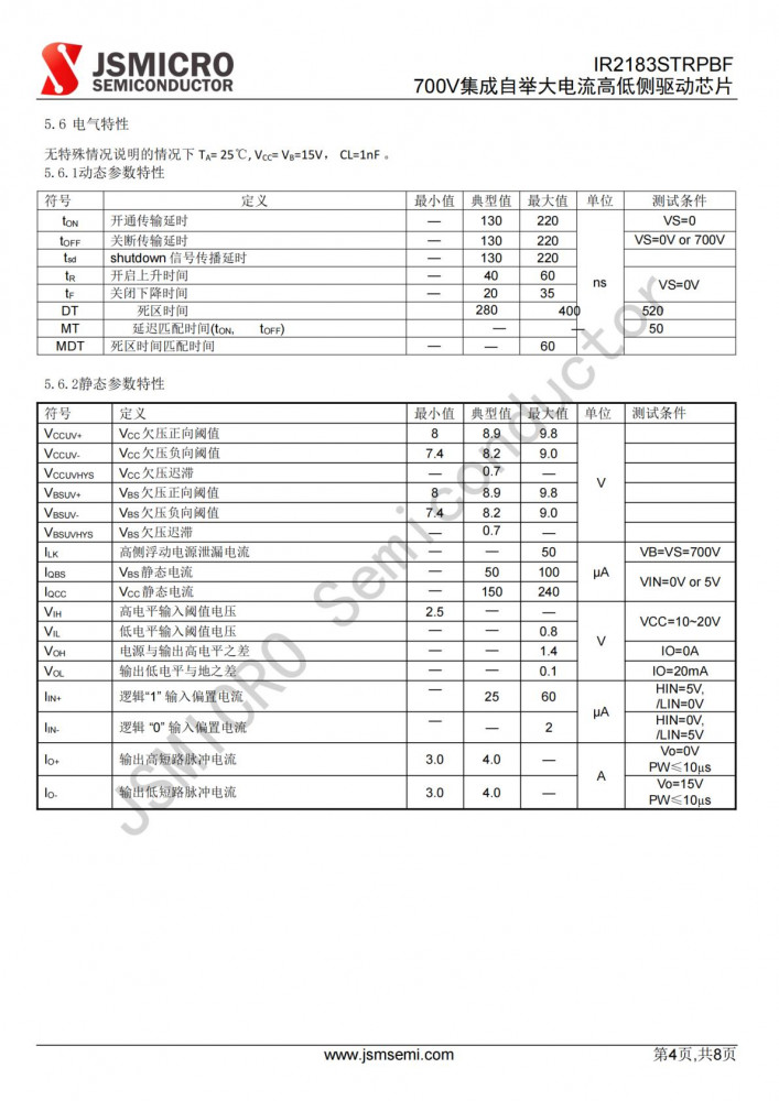 IR2183STRPBF-JSM datasheet page 4