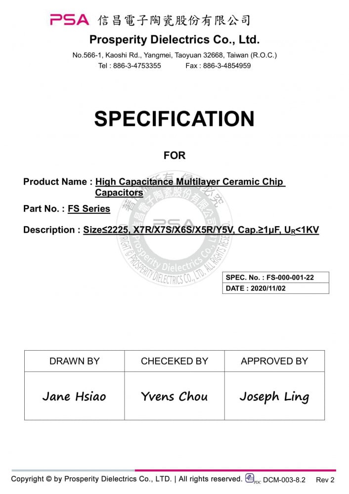 PSA FS Series datasheet page 2