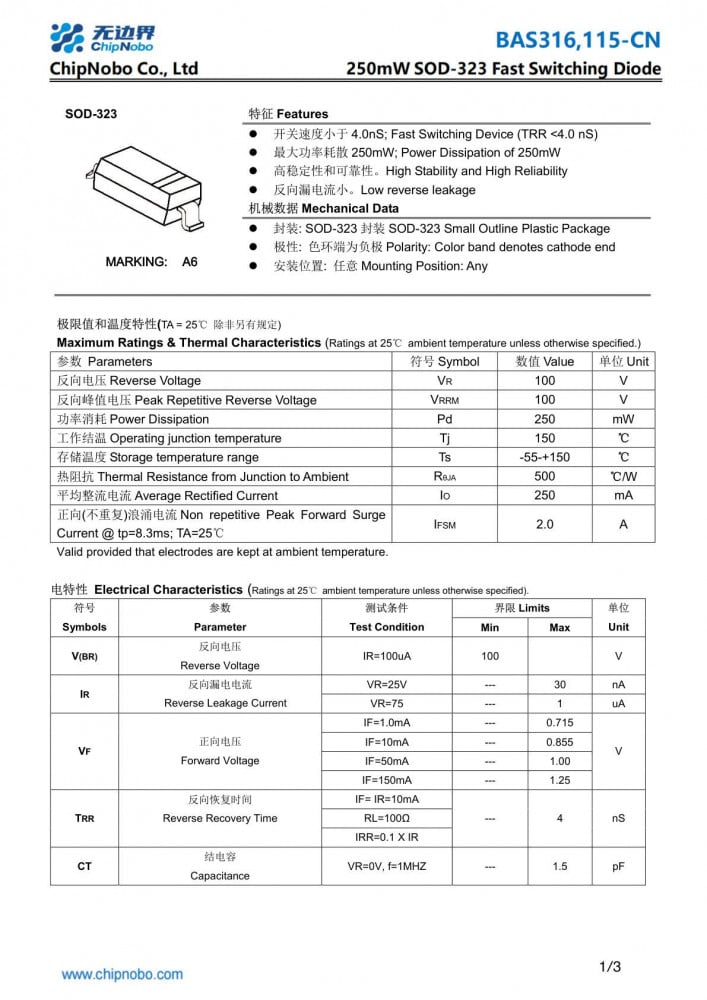 BAS316,115-CN datasheet page 1