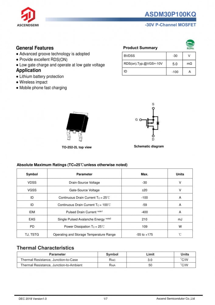 ASDM30P100KQ-R datasheet page 1