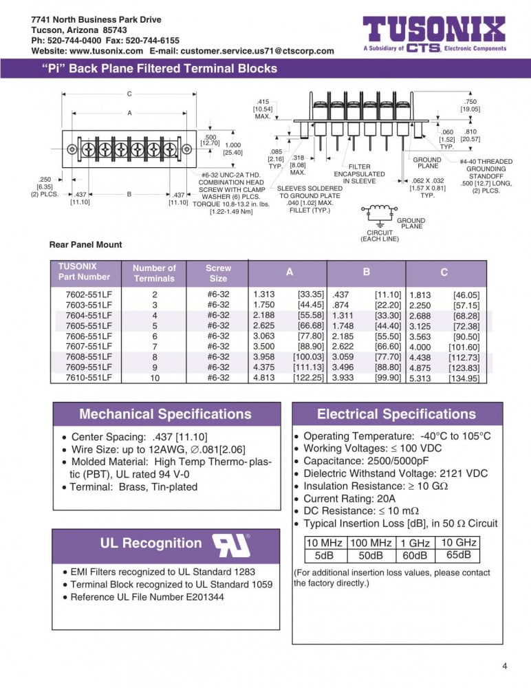 Tusonix filtered terminal blocks catalog page 5