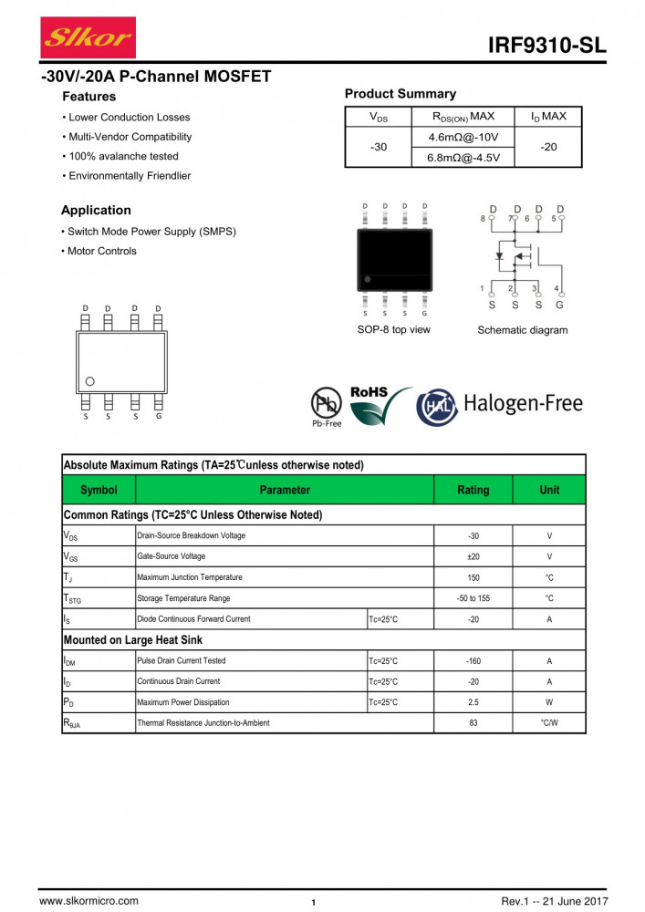 IRF9310-SL datasheet page 1