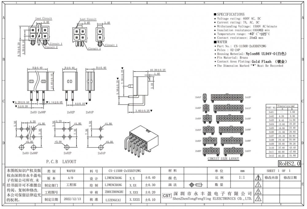 CST CS-1150R-12DZV2WG technical drawing page 1