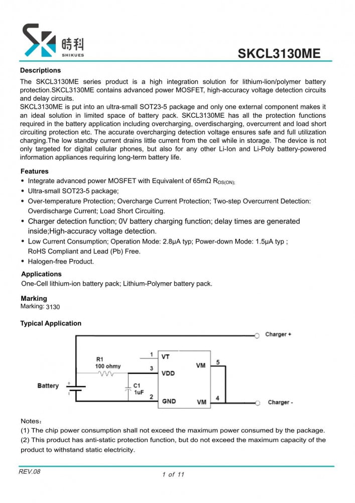 SKCL3130ME datasheet page 1