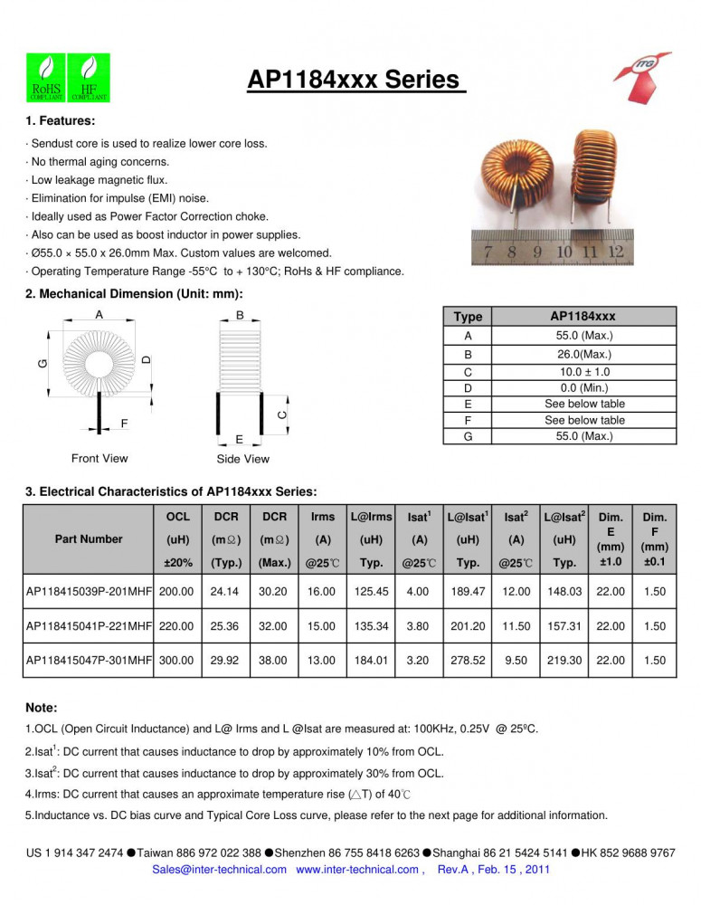 AP1184xxx product datasheet page 1