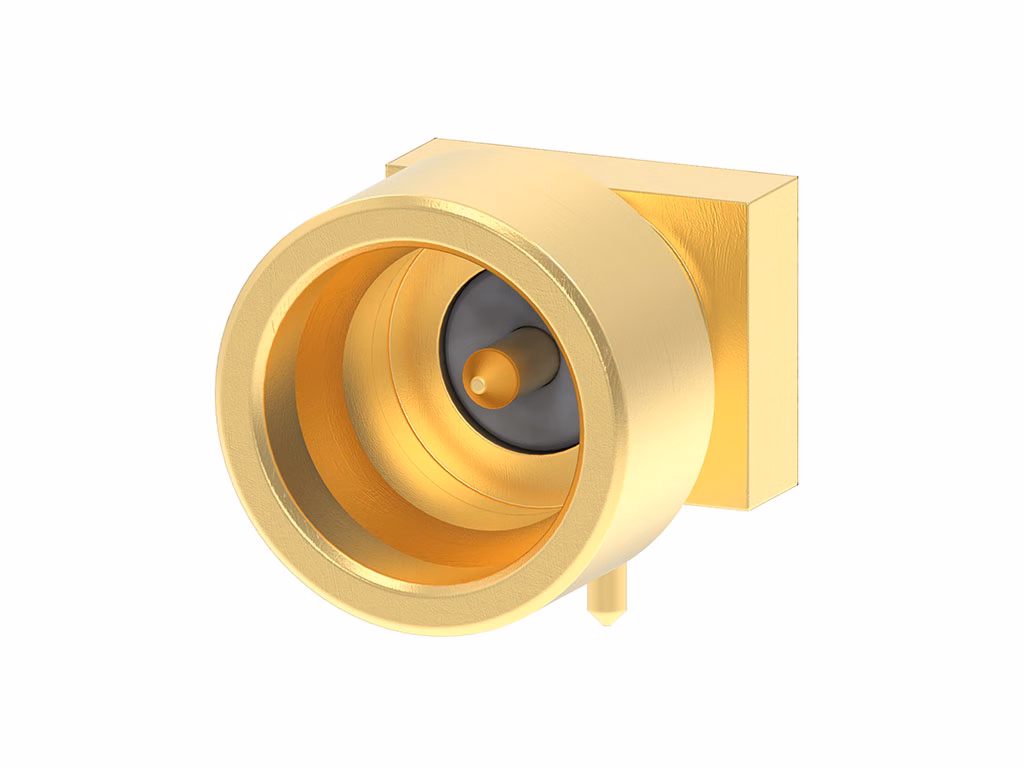 SMP-MAX Jack, Straight, Detent, PCB Receptacle, Through Hole, Brass Body, Gold (Au) Plated, Tray, 50 Ohms
