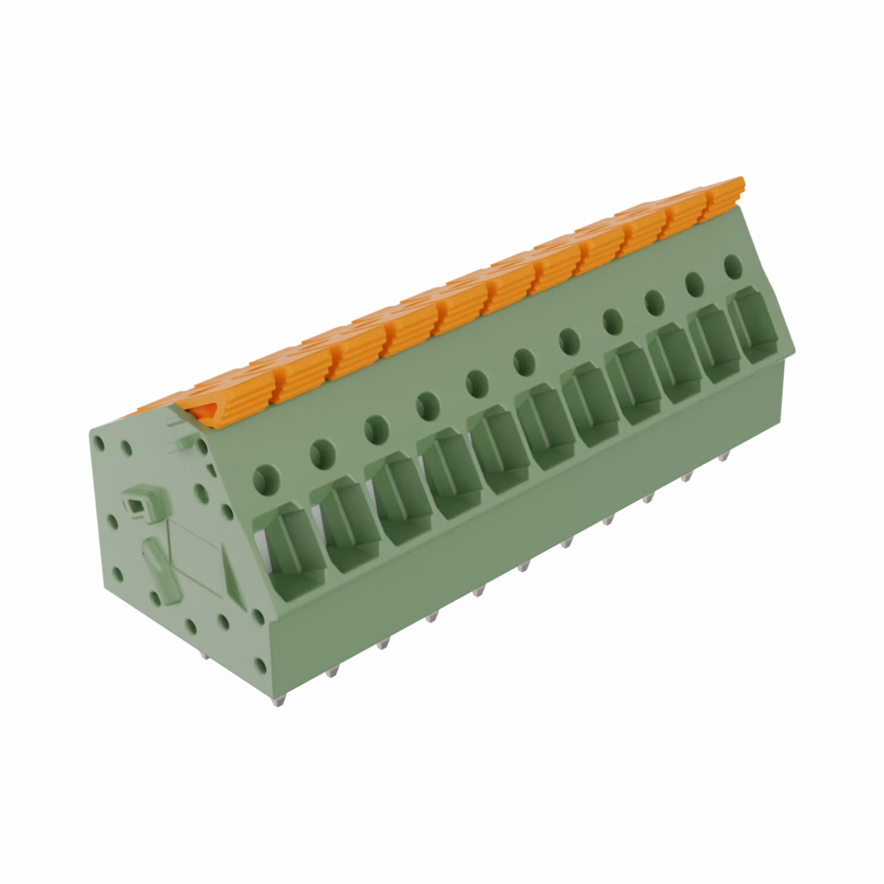 5.00mm Pitch Lever Activated Fixed Mount PCB Terminal Block, 35° Wire Entry, 11 Circuits for sale