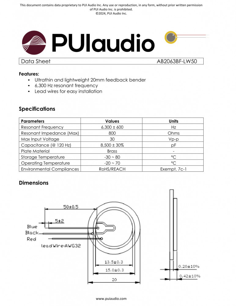 AB2063BF-LW50 datasheet page 1