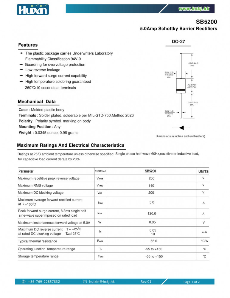 Huixin SB5200 datasheet page 1