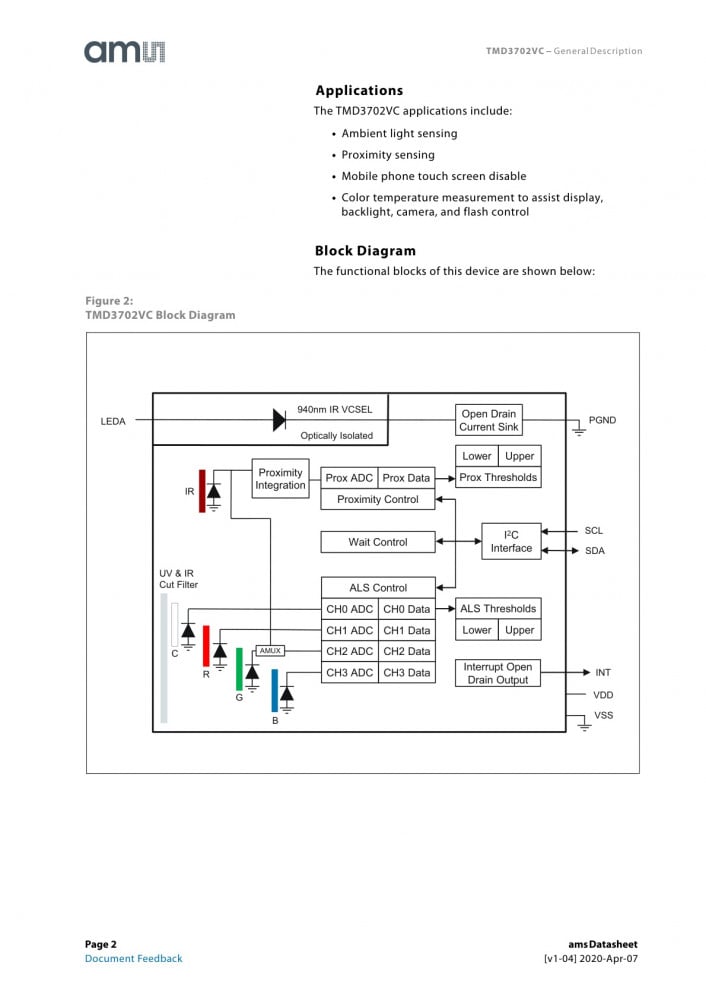 TMD37024VCM technical document page 2