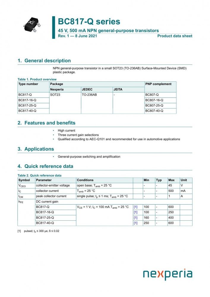 BC817-40-QR datasheet page 1