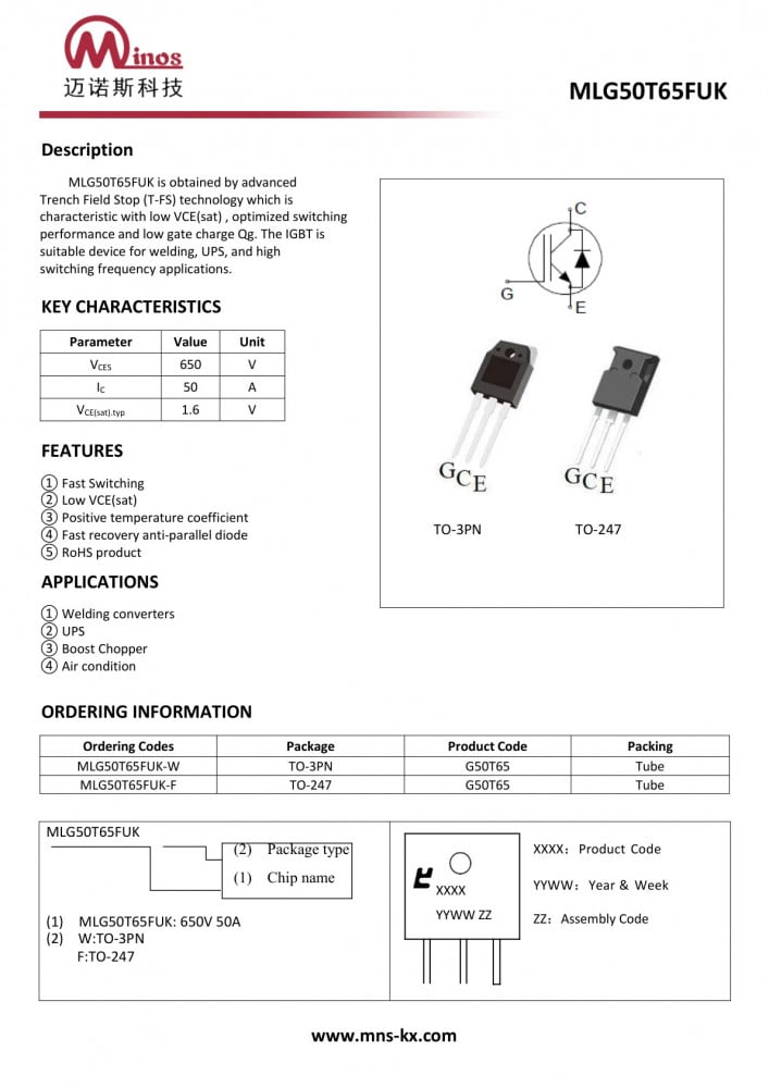 MLG50T65FUK datasheet page 1