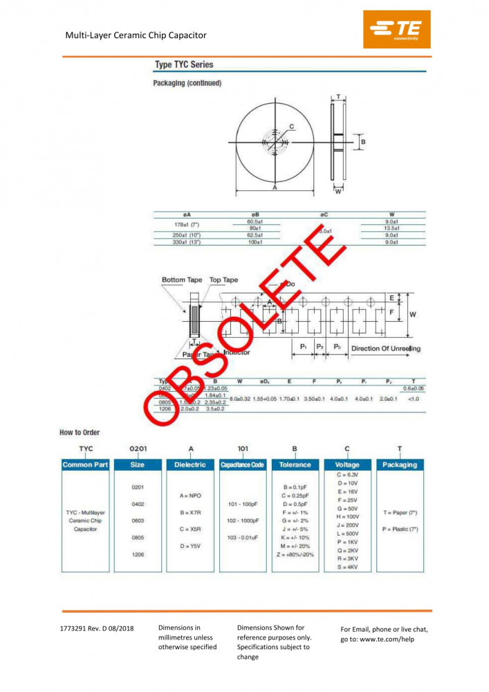 TE Connectivity TYC Series document page 8