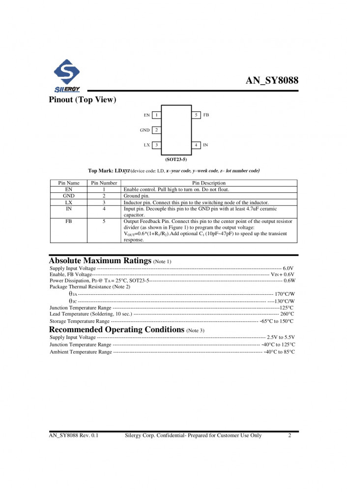SY8088AAC datasheet page 2