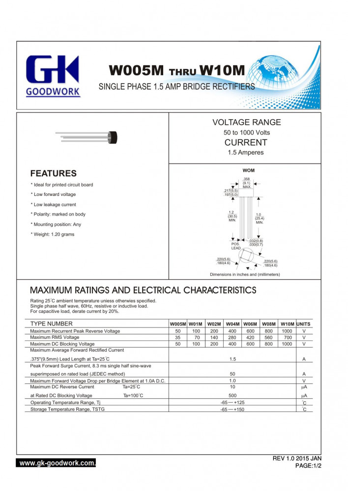 GOODWORK W04M datasheet page 1