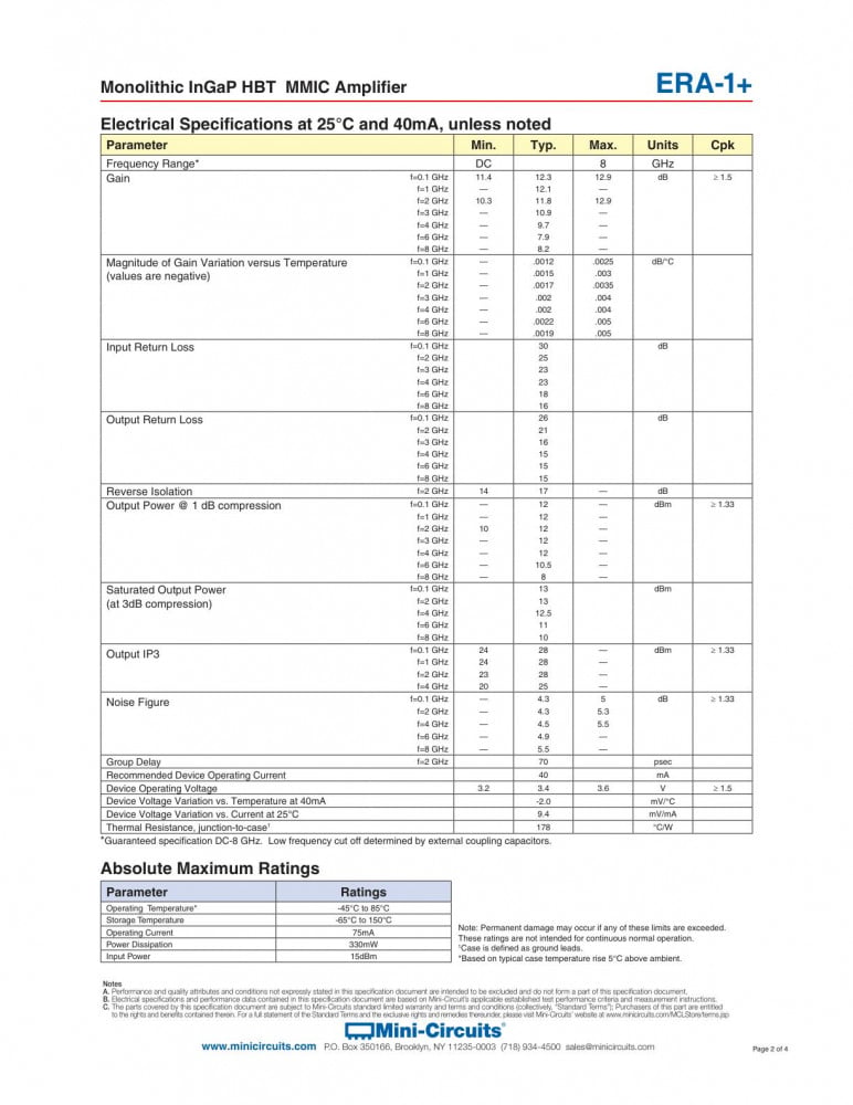 ERA-1+ datasheet page 2