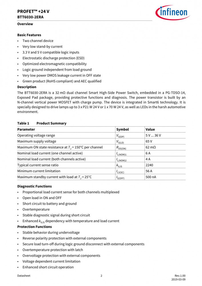 BTT6030-2ERA datasheet page 2