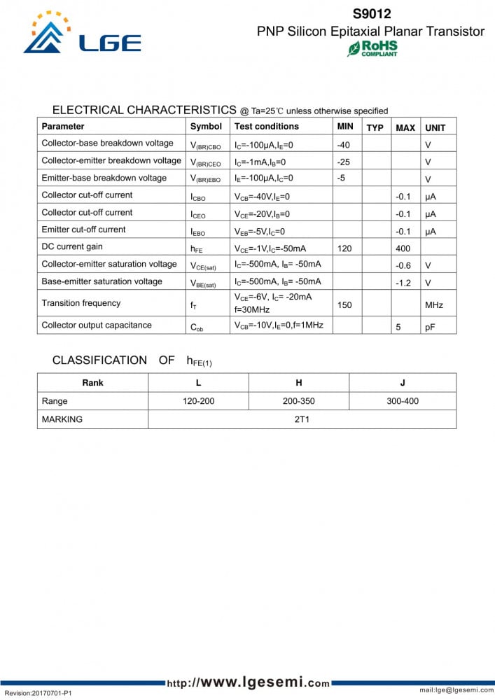 S9012 datasheet page 2