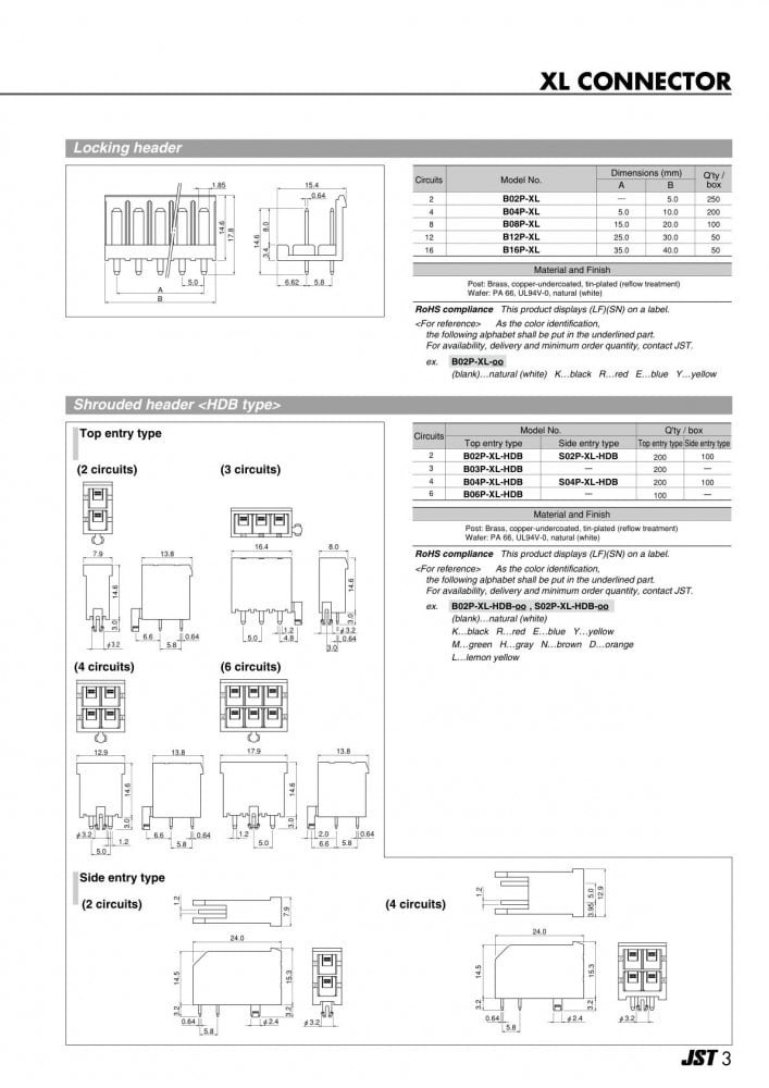 JST XL connector catalog page 3
