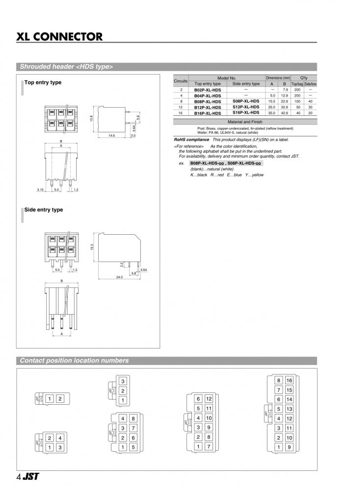 JST XL connector catalog page 4