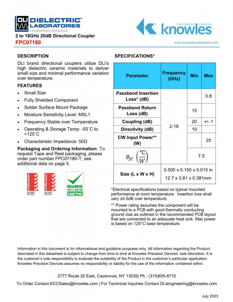 FPC07180 datasheet page 1