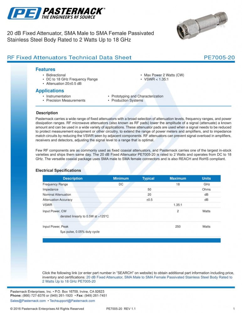 PE7005-20 technical document page 1