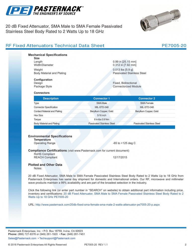 PE7005-20 technical document page 2