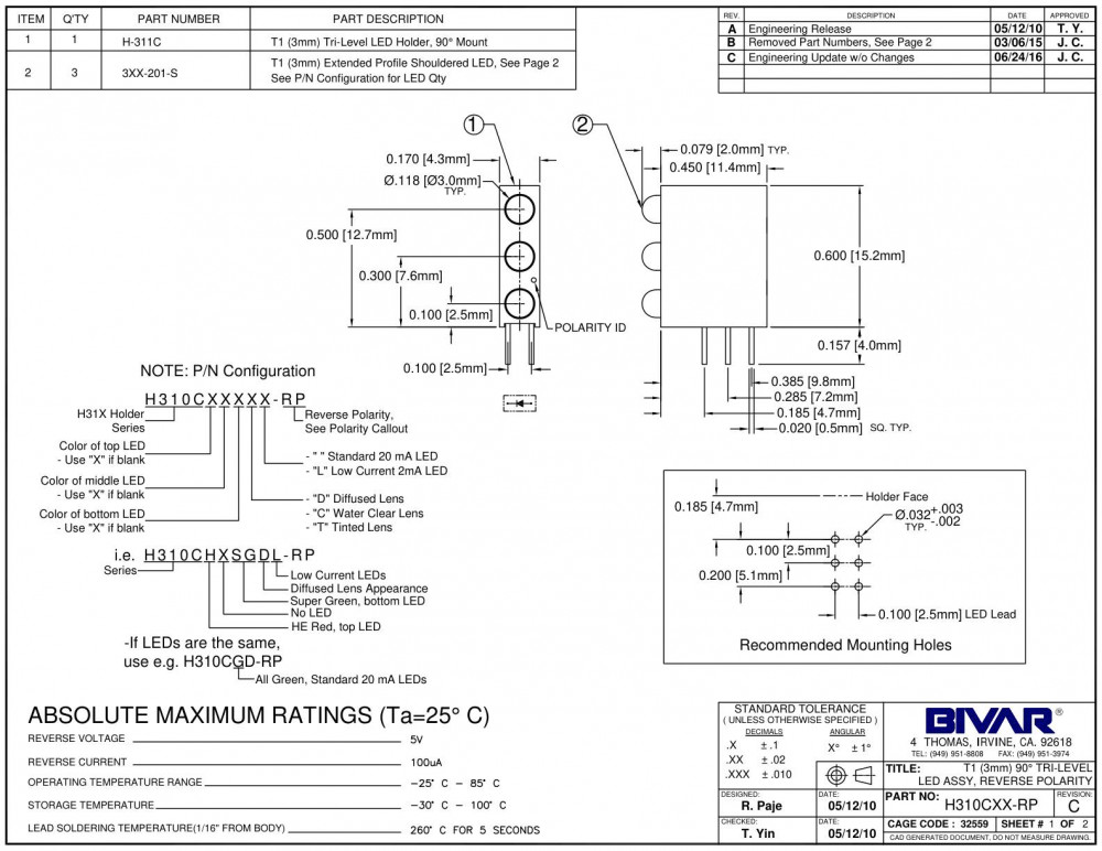 BIVAR H310CXX-RP drawing page 1