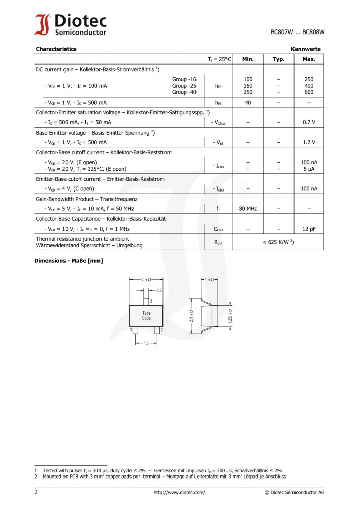 BC807-25W datasheet page 2