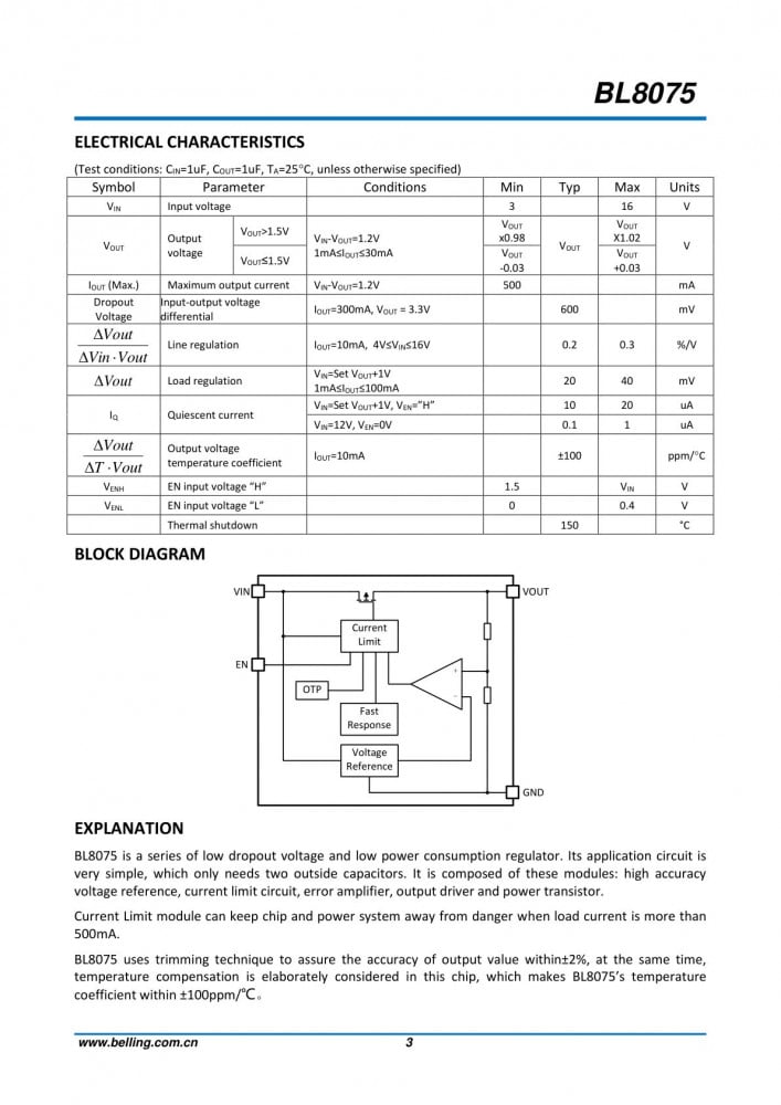 BL8075 datasheet page 3
