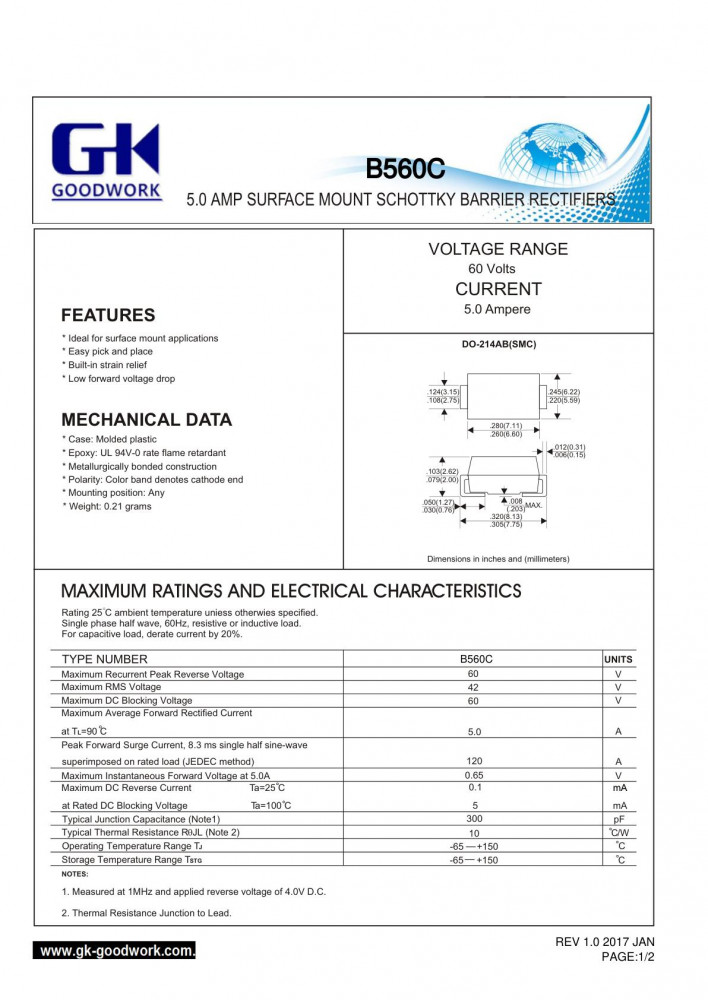 GOODWORK B560C datasheet page 1