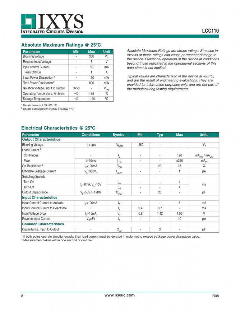 LCC110STR datasheet page 2