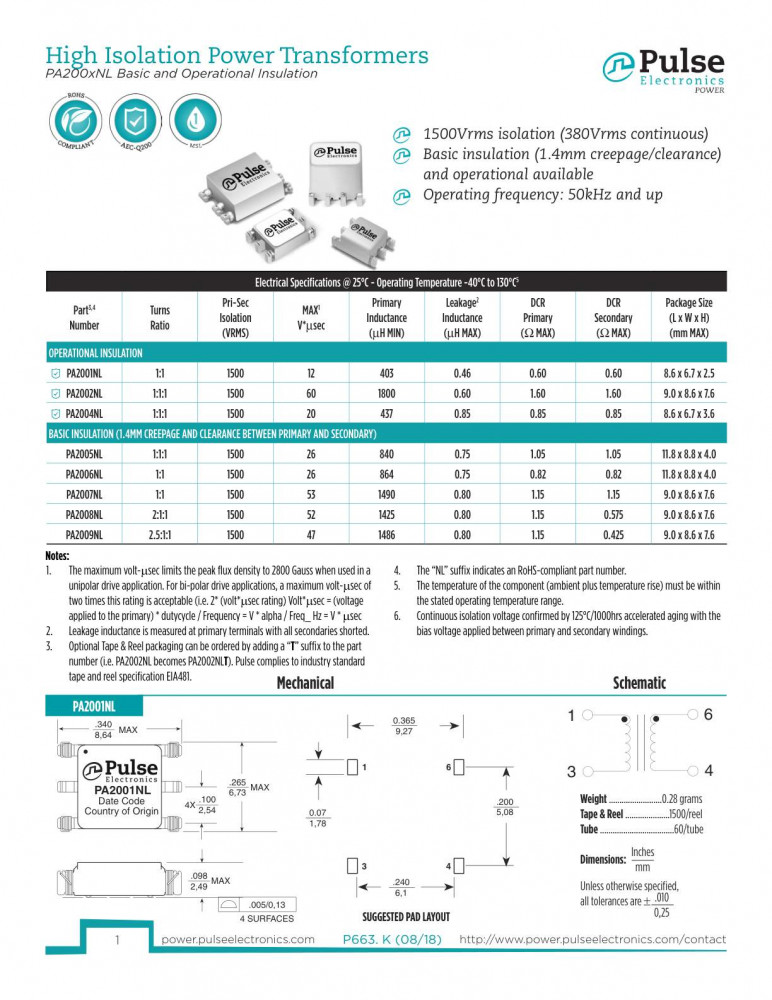 PA2007NL datasheet page 1