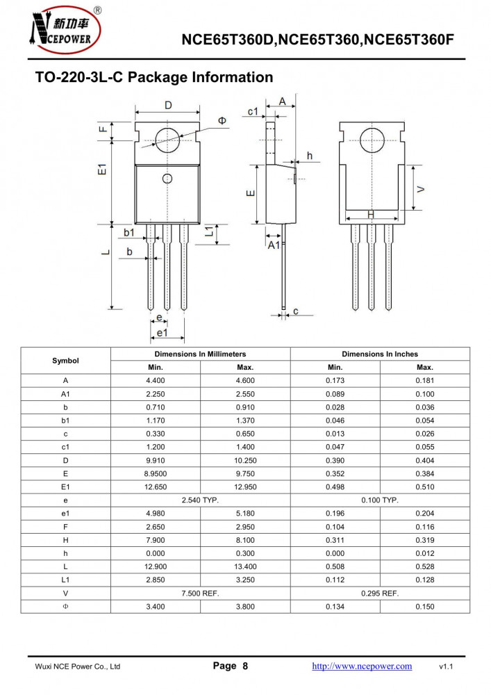 NCE65T360 datasheet page 8