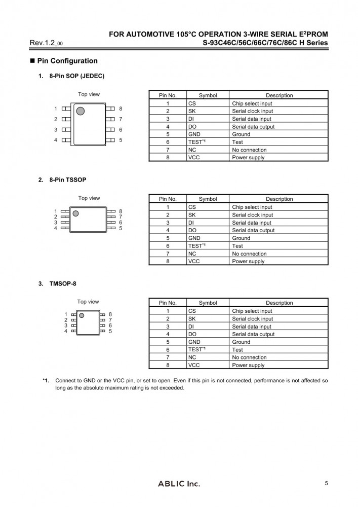 S-93C46C/56C/66C/76C/86C datasheet page 5