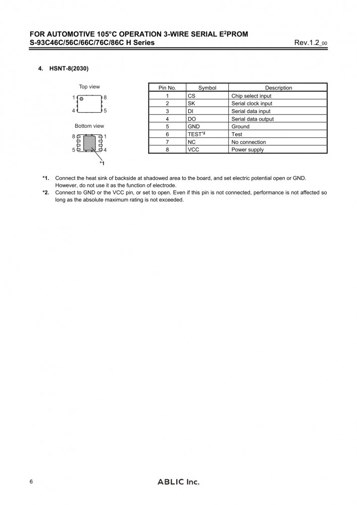 S-93C46C/56C/66C/76C/86C datasheet page 6