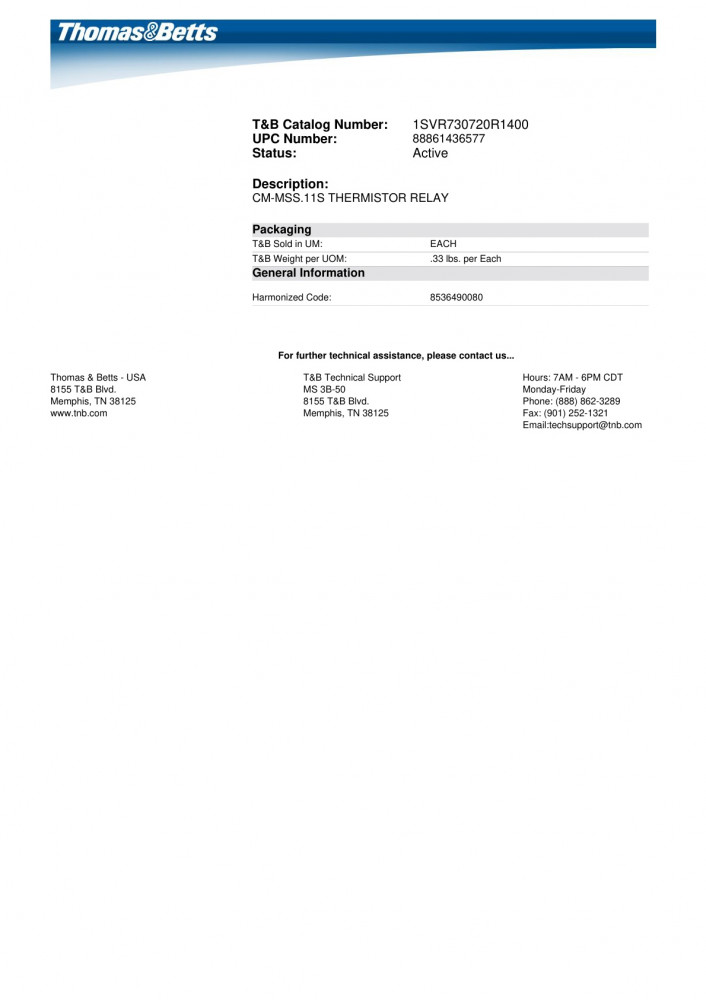 Technical document preview for 1SVR730720R1400