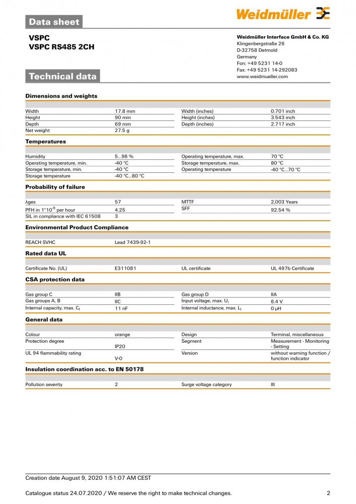 VSPC RS485 2CH documentation preview, page 2