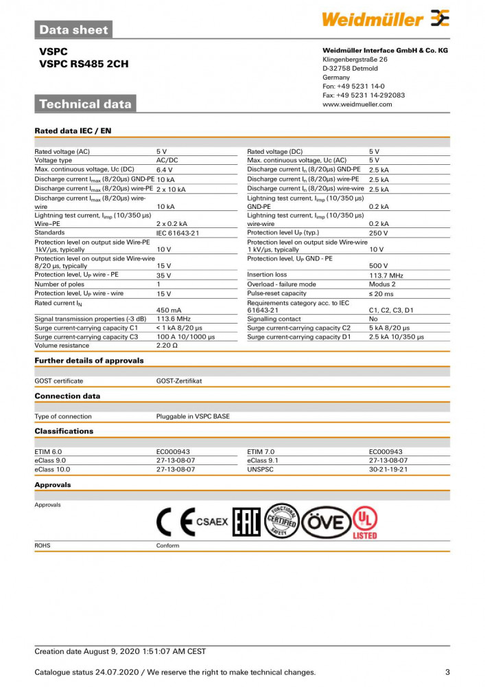 VSPC RS485 2CH documentation preview, page 3