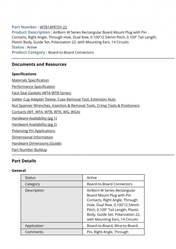 WTB14PR7SY-22 technical document image, page 1