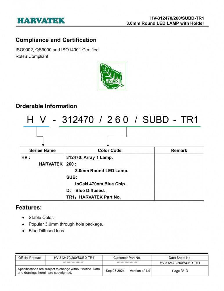 HV-312470/260/SUBD-TR1 datasheet page 3