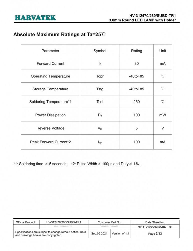 HV-312470/260/SUBD-TR1 datasheet page 5