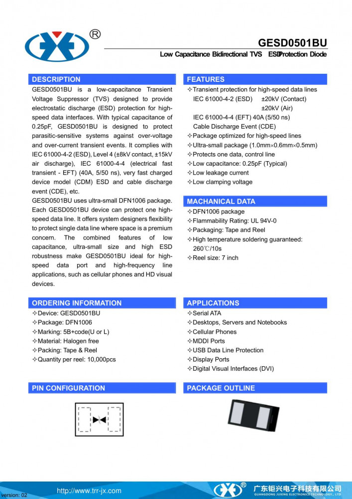 GESD0501BU-5BU datasheet page 1