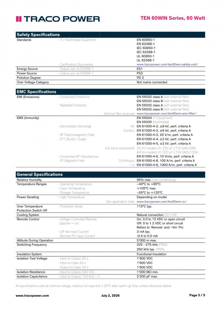 TEN 60WIN datasheet page 3