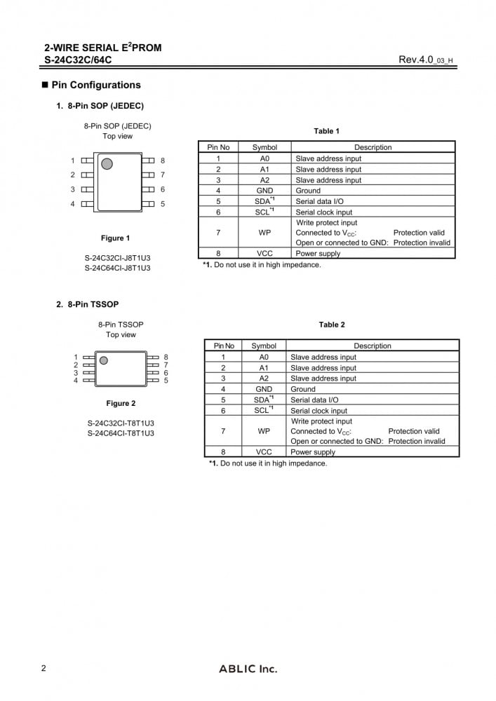 ABLIC S-24C64CI-K8T3U3 datasheet page 2