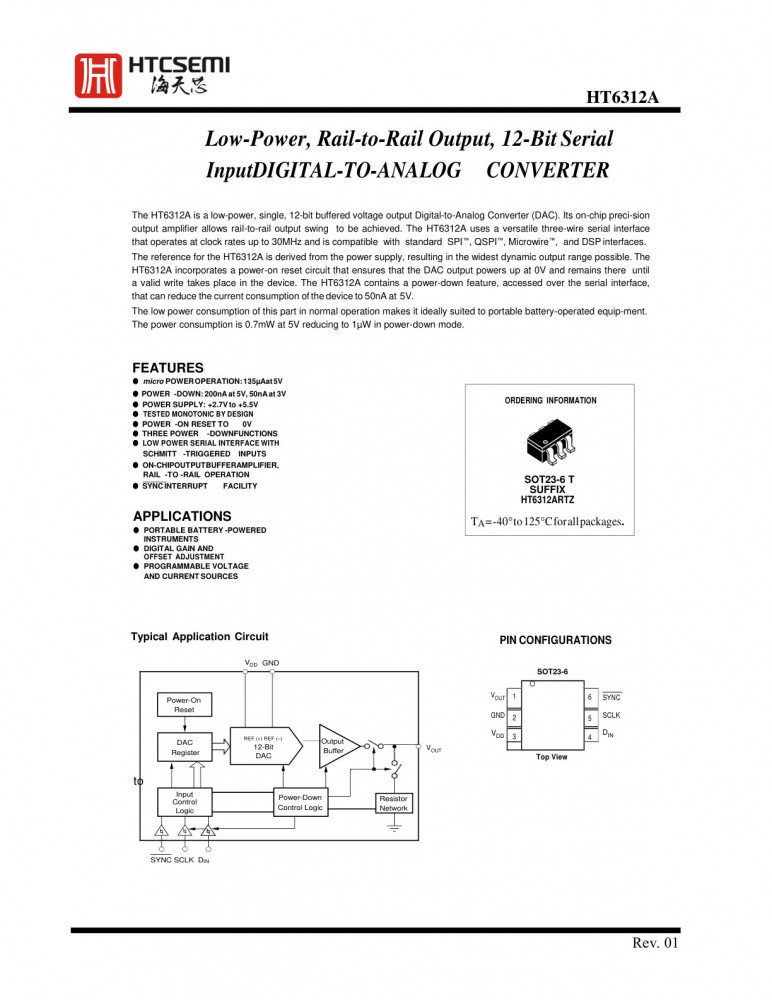 HT6312A datasheet page 1