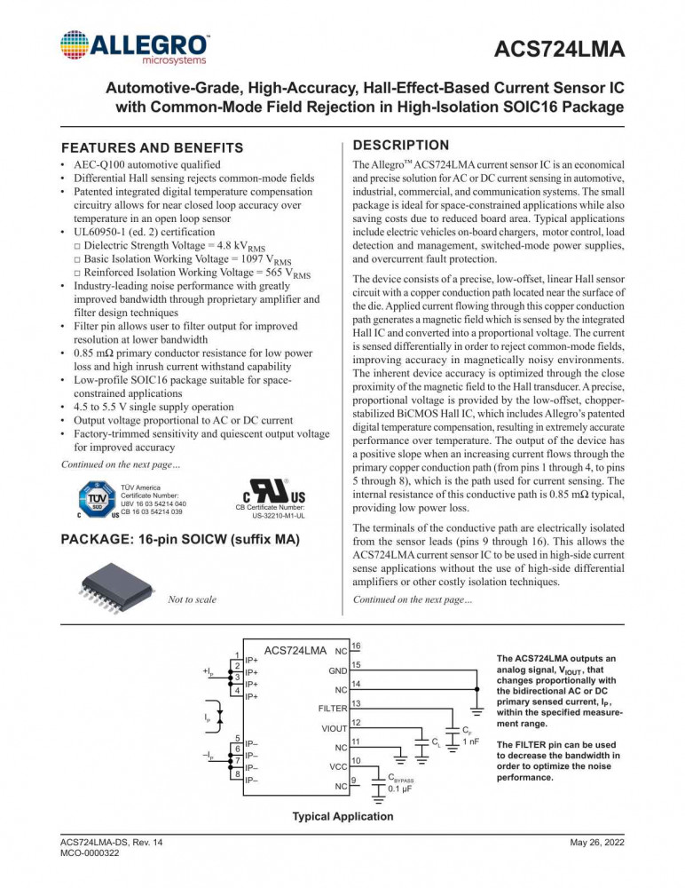 ACS725LMATR-50AB-T datasheet page 1