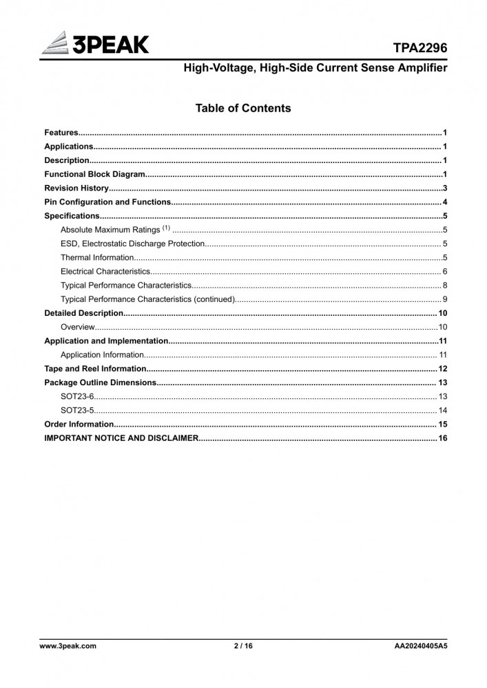 TPA2296 datasheet page 2