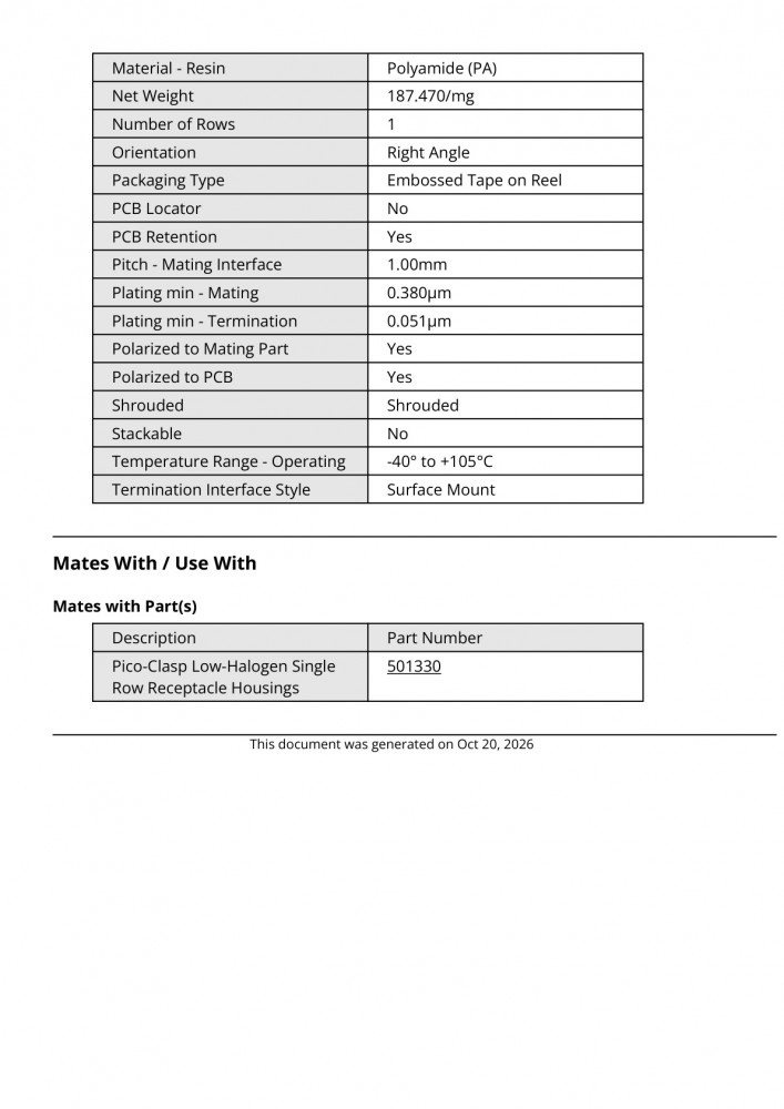 Technical document image 3 for MOLEX 2035581307