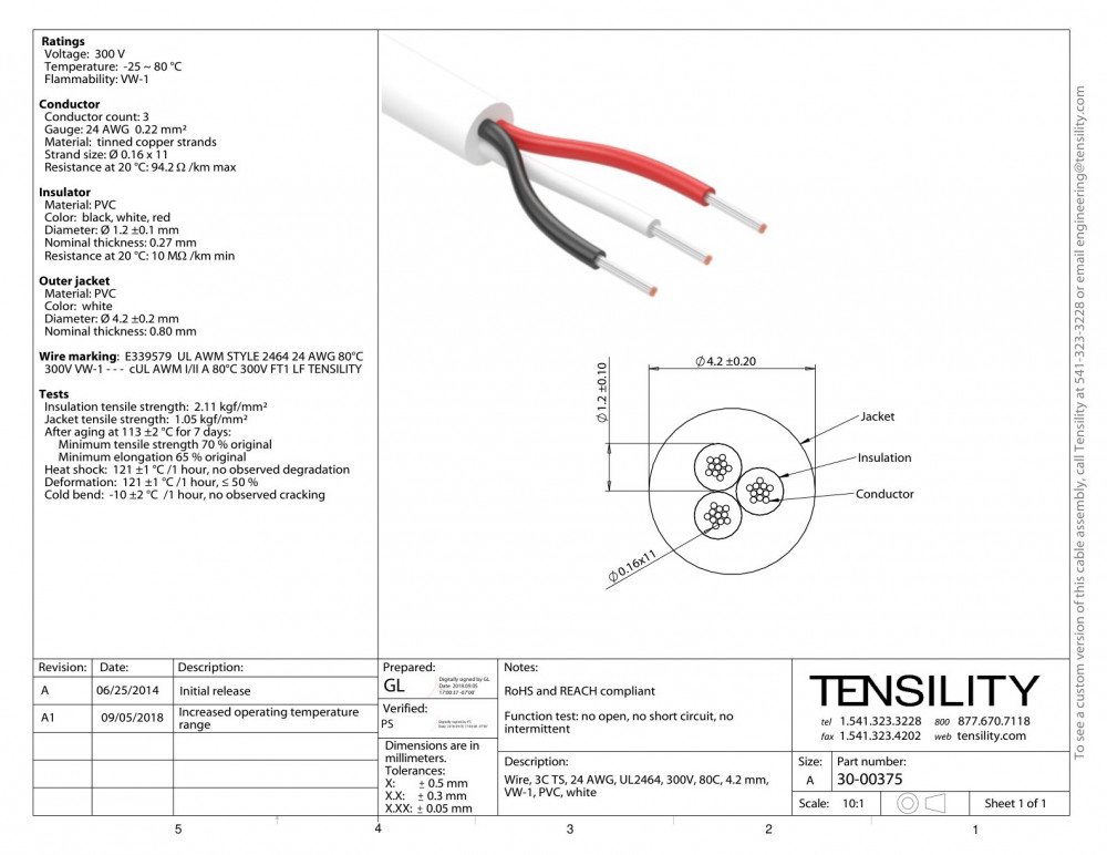 Product 30-00375 technical document page